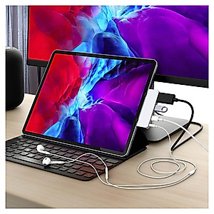 HYPER - HyperDrive 4-in-1 USB C Hub for iPad Pro - 3.5mm Audio Jack, USB-C Power Delivery, USB-A 3.0, 4K30Hz HDMI - Silver