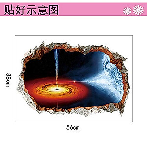 Amaonm 2 Pack Creative Removable 3D Black Hole Wall Stickers Outer of Space Scene Through The Wall Fake Window Wall Decals Art Decor for Kids Baby Nursery Bedroom Living Room Playroom (A)