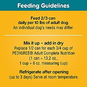 PEDIGREE Adult Canned Wet Dog Food Chopped Ground Dinner Chicken & Rice Flavor, (12) 13.2 oz. Cans