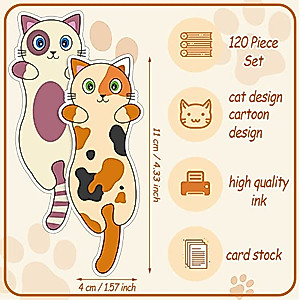 120 Pieces Cute Cat Bookmarks Cardstock Paper Bookmarks with Cutting Arm for Jamming Books Kawaii Anime Bookmarks Funny Animal Paper Bookmarks Cat Party Favor Decor Kids Boys Girls Adults