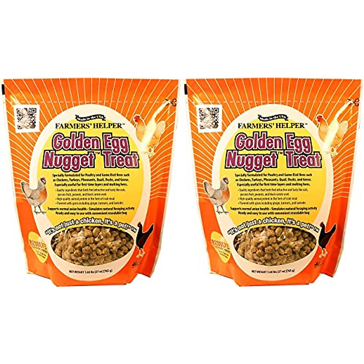 C and S 2 Pack of Farmer's Helper Golden Egg Nugget Treat for Chickens, 1.68 Pounds