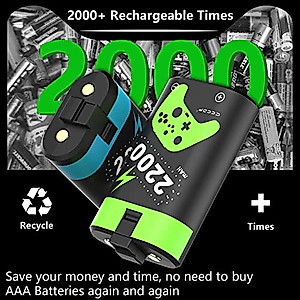 4 Pcs 2200mAH Rechargeable Battery Packs for Xbox One Controller Xbox Series X|S Battery Packs with Charger Dock Charger Station for Xbox Series X|S, Xbox One S/One X/One Elite