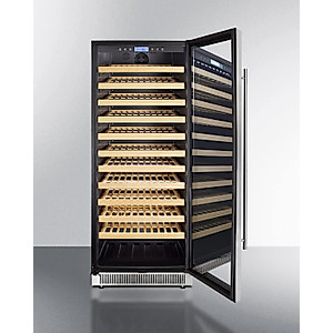 Summit Appliance SWC1127B 24" Wide Single Zone Wine Cellar; 127 bottles; Automatic Defrost; Digital Thermostat, Versatile storage; Wooden Shelving and Factory-Installed Lock