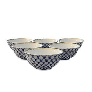 BohemianGifts Cobalt Blue Net LIQUER Piala Cups, SET of 6, Capacity 2.5 Oz, European Lomonosov Design Saint Petersburg