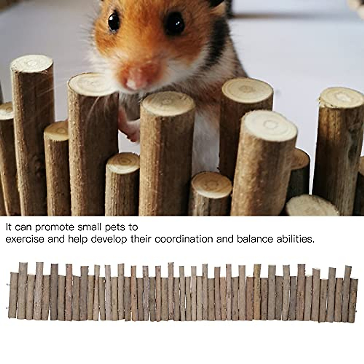 QANYEGN Hamster Wooden Bridge, Hamster Wooden Fence with Hideout, Rat Ladder Bridge Toy for Small Animals (40cm)