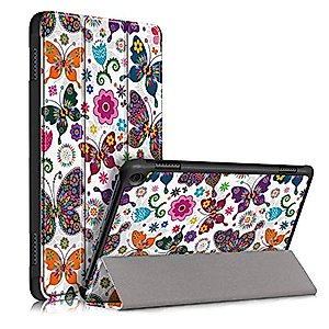 KuRoKo Case Compatible with Amazon Kindle Fire HD 8/HD 8 Plus Tablet(12th Generation 2022 & 10th Generation 2020 Release), Slim Light Cover with Auto Wake/Sleep-Butterfly