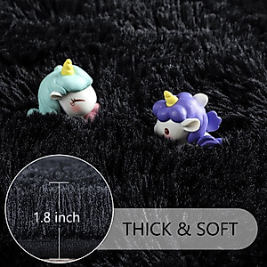 Noahas Fluffy Black Runner Area Rugs, Non-Slip Shaggy Fuzzy Carpet for Bedrooms, Hallways, Living Room, Nursery - Soft Decor Rug for Kids, Girls, Boys