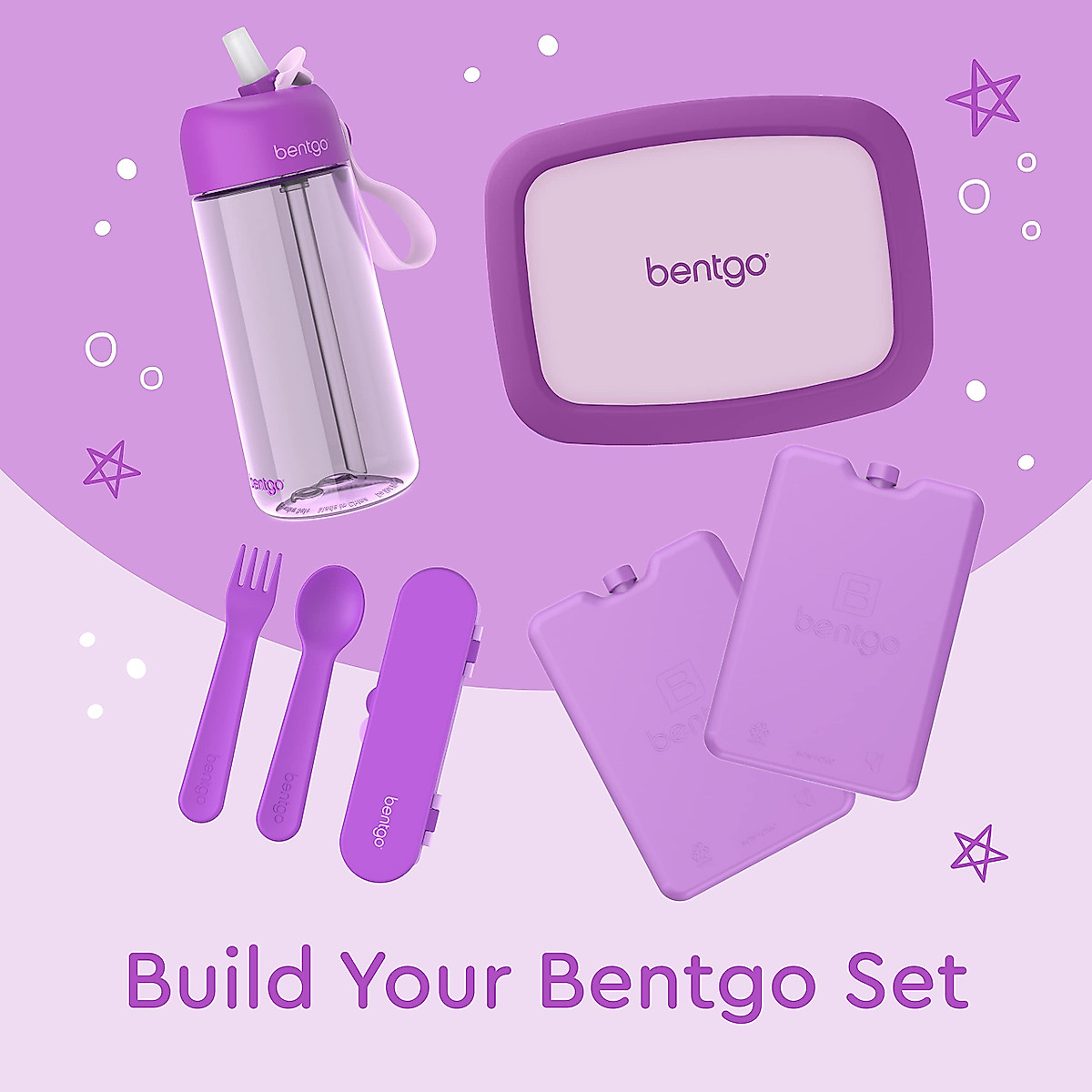 Bentgo® Kids Utensil Set - Reusable Plastic Fork, Spoon & Storage Case - BPA-Free Materials, Easy-Grip Handles, Dishwasher Safe - Ideal for School Lunch, Travel, & Outdoors (Purple)
