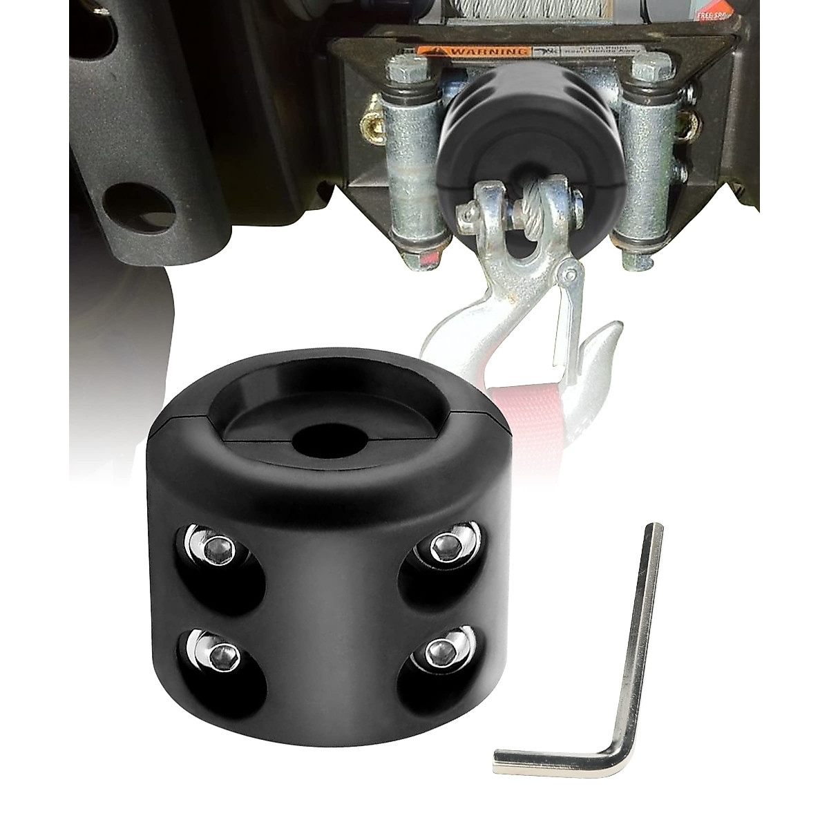 Rubber Winch Stopper,Winch Cable Hook Stopper,Rubber Rope Line Saver,Winch Cable Hook Rubber Stopper with Stainless Steel Screws and Nuts,Rubber Hook Stopper for Synthetic Winch Rope (Black)