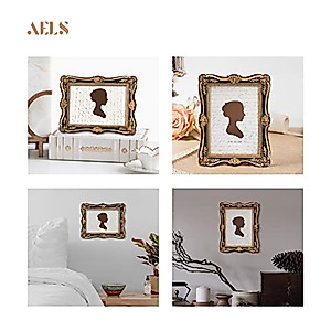 AELS 5x7 Inch Vintage Picture Frame, Elegant Antique Photo Frames with Glass Front, Photo Display, Tabletop Wall Hanging, Gift Ideas, Gold and Black