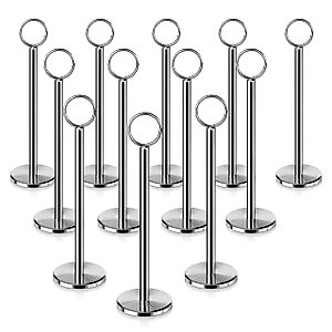 New Star Foodservice 23336 Ring-Clip Table Number Holder/Number Stand/Place Card Holder, 8-Inch, Set of 12