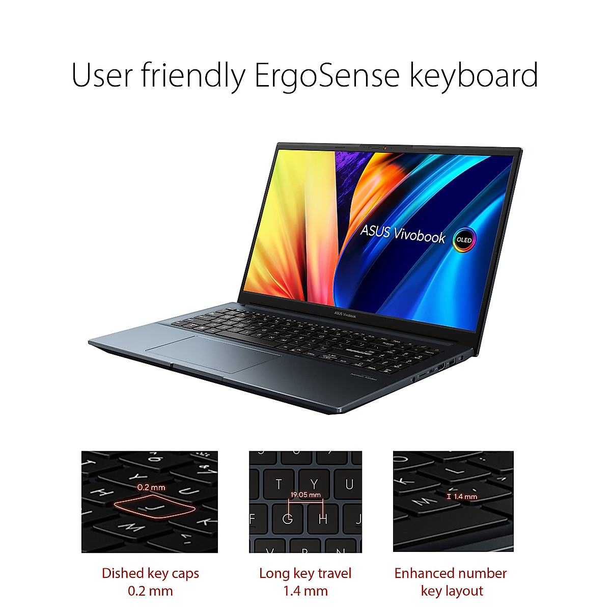 ASUS Vivobook Pro 15 OLED Laptop, 15.6” 2.8K OLED Display, AMD Ryzen 7 6800H Mobile CPU, NVIDIA GeForce RTX 3050 GPU, 16GB RAM, 512GB SSD, Windows 11 Home, Quiet Blue, M6500RC-DB71