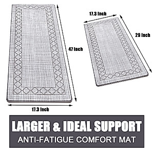 WEZVIX Kitchen Mat Anti Fatigue Kitchen Rug Non-Skid, 1/2Inch Waterproof Standing Mat [2 PCS], Cushioned Kitchen Mats and Rugs, Comfort Floor Mats for Home, Office, Sink, Laundry - Grey and Grey…