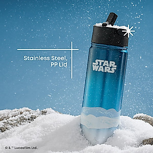 JoyJolt Stainless Steel Star Wars Water Bottle 22 oz with Straw Lid, BPA-Free Sports and Travel Vacuum Insulated Water Bottle, Destination Collection Endor Bottle, Star Wars Gifts