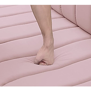 60" Contemporary Loveseat Sofa with 2 Pillows Modern Upholstered Twin Size Small Loveseat Couch Accent Sofa for Small Spaces Cashmere Sofa Couch with Golden Metal Legs for Bedroom Living Room (Pink)