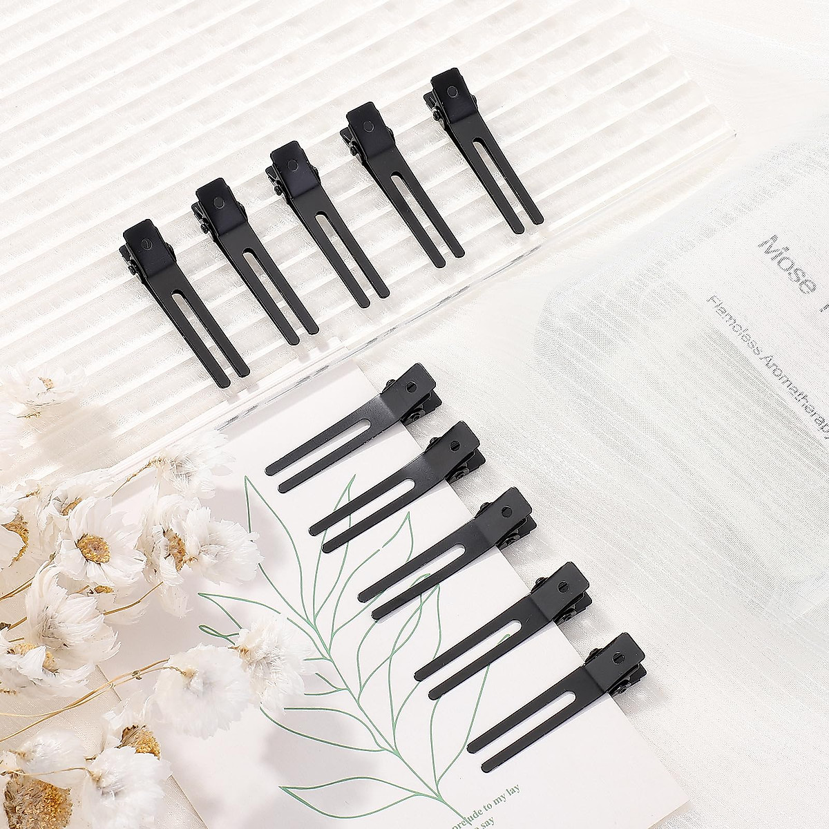 choicbaby 120pcs Double Prong Curl Clips, 1.8' Stainless Steel Hair Clips for Hair Bow, Great Pin Curl Clip, Hair Salon Barber (Black, 1.8 inches, 4.5 cm)