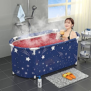 Portable Foldable Bathtub, 48" Freestanding Soaking Bath Tub for Adults, Separate Family Bathroom SPA Tub, Folding BathTub for Adult, Efficient maintenance of Temperature, Ideal for Hot Bath Ice Bath