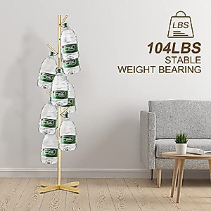 ZOZOE Coat Rack, Metal Coat Rack Freestanding with 8 Hooks, Coat Rack Stand Easy to Assemble, Coat Tree Suitable for Hanging Clothes, Bags, Hats, Accessories (Golden)