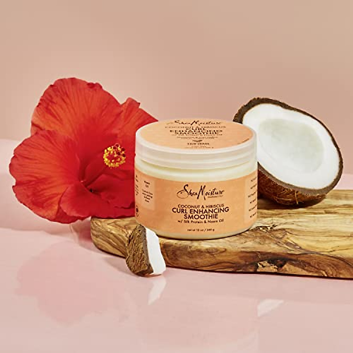 SheaMoisture Smoothie Curl Enhancing Cream for Thick, Curly Hair Coconut and Hibiscus Sulfate and Paraben Free 12 oz