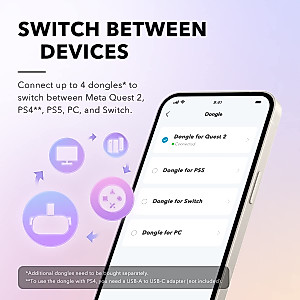 Soundcore Dongle VR P10, Meta Quest 2 Accessories, Under 30ms Low Latency, 2.4GHz Wireless, USB-C Dongle, Compatible with Quest 2, PS4, PS5, PC, Switch