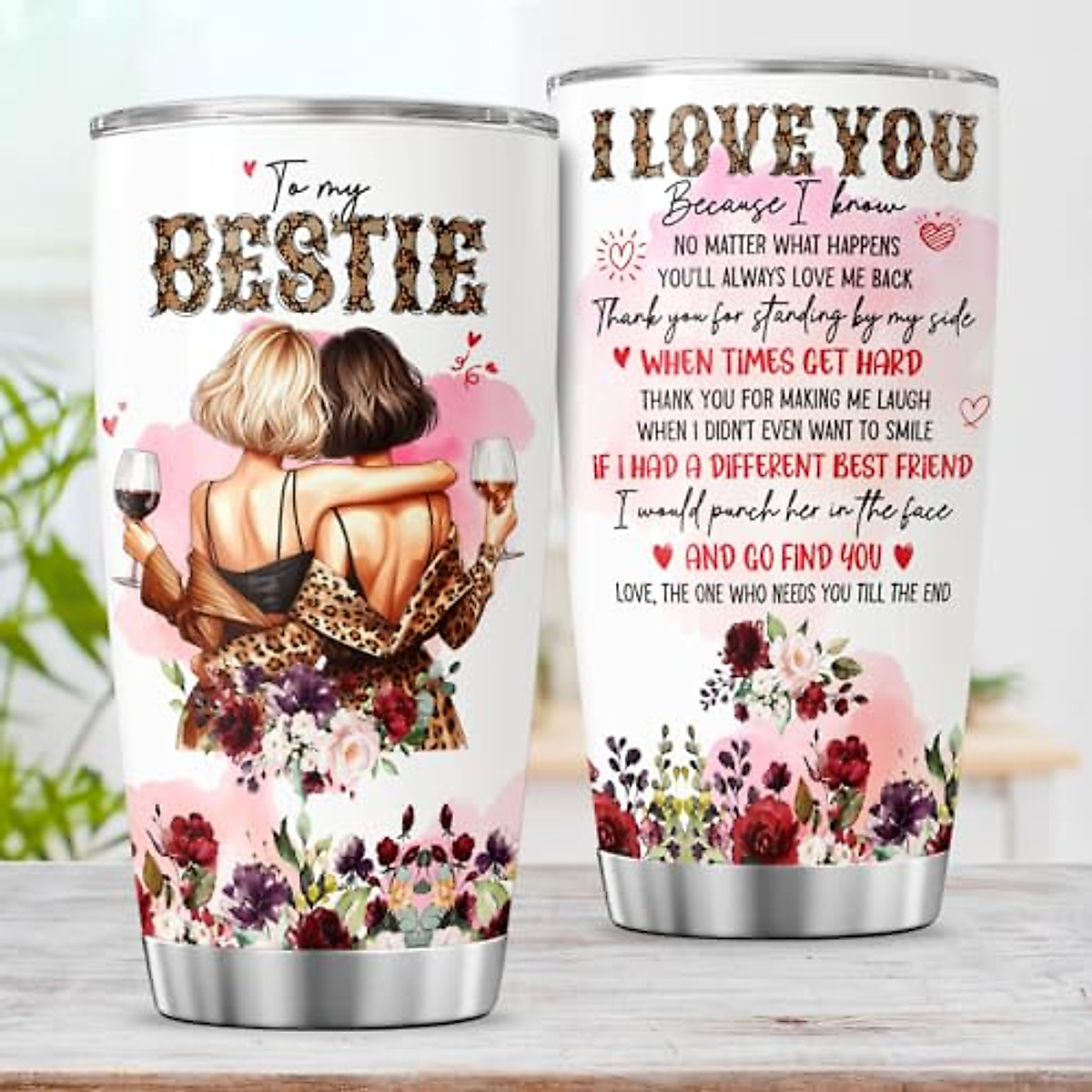 HUBUPU My Bestie Best Friend, Tumbler 20 Oz With Lid And Straw, Holiday and Christmas Gifts, Tumblers Women