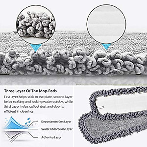 Reusable Mop Pads Refills Compatible with Swiffer Power Mop - MEXERRIS Microfiber Mop Pads Wet Dry Mop Pads Dust Mop Heads Refills Washable Pads for Swiffer PowerMop13"-15" Spray Mop -3 Pack