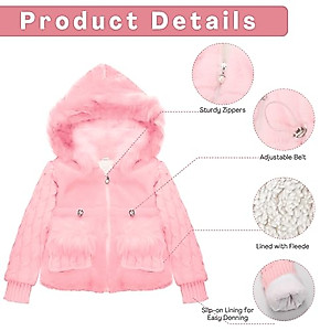 MQQUFF Baby Girls Infant Winter Knited Fur Outerwear Coats Snowsuit Clothing Jackets (US, Age, 18 Months, 24 Months, Pink)
