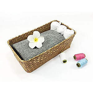 Hand-woven Seagrass Storage Rectangular Basket and Home Organizer Bins,Natural Water Hyacinth Basket (brown, M)