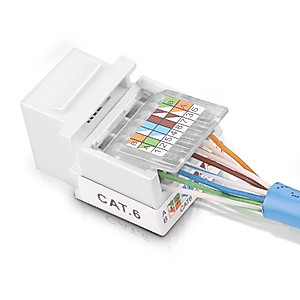 iGreely RJ45 Keystone Jack - 10Pack RJ45 CAT6/CAT5e Tool-Less No Punch Down Tool Required Gold Plated 10 GB Ethernet Cable Patch Panel Wall Plate (White)