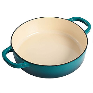 Crock-Pot Crock Pot Artisan Enameled Cast Iron Braiser W/Lid, 5 Quart, Teal Ombre