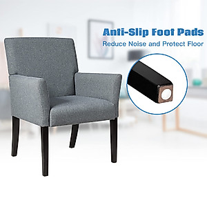 POWERSTONE Executive Accent Chair Set Fabric Guest Chairs Office Chair Reception Waiting Room Armchair with Wooden Legs Single Sofa Home Theater Seating 2pcs,Grey