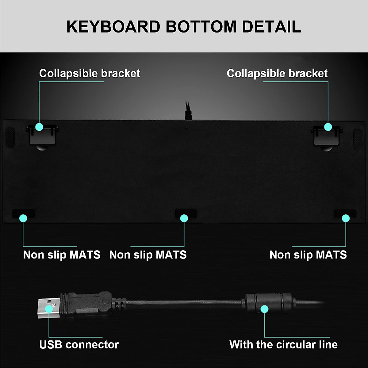 wendeekun Mechanical Illuminated Keyboard, 2 Color Injection 9 Lighting Effects Knob Version, Colorful Backlit Wired 104 Keys Gaming Keyboard
