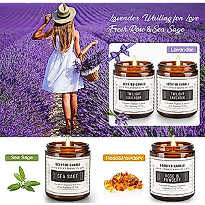 4 Pack Candles for Home Scented Sage and Lavender Candles Natural Soy Wax Relaxing Candle, Sage Candles for Cleansing House, House Warming Gifts New Home, Valentine's Day, Mother's Day Gift