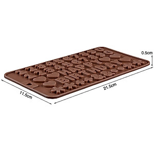 Murong Silicone Letter Number Molds,Reusable Chocolate Molds with Happy Birthday Cake Decorating Symbols(Brown 2pcs)
