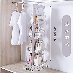 Wisdomcreate 8 Pockets Hanging Purse Handbag Organizer Clear Hanging Shelf Bag Collection Storage (Blue)