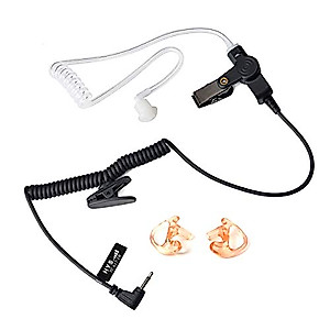 2.5mm Surveillance Listen Only Earpiece Covert Acoustic Coil Tube Headset for Walkie Talkies Ham Transceiver,Radio Speaker Mic Jacks
