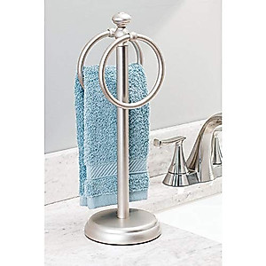 mDesign Metal Hand Towel Holder for Bathroom Vanities - Satin
