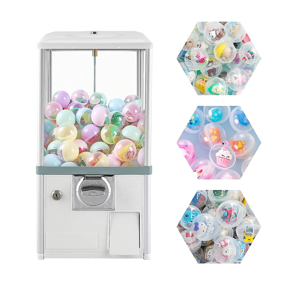 Vending Machine, 21" Height Candy Gumball Machine, Huge Load Capacity Gumball Bank, Candy Vending Machine for 1.18-2.17in Gadgets, Perfect for Game Stores and Retail Stores