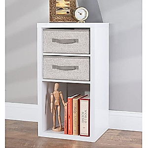 mDesign Soft Fabric Closet Organizer Box with Front Pull Handle for Shelves in Bedroom, Bathroom, Home Office - Holds Clothing, Linens, Accessories - Lido Collection - 8 Pack - Linen/Tan