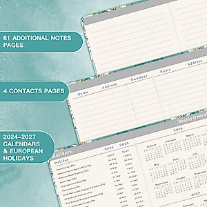 2024-2027 Pocket Planner - Pocket Planner (36-Month) with 60 Notes Pages, July. 2024 - June. 2026, 6.6" x 3.9", 3 Year Monthly Planner with Contacts, Pen Holder, Back Pocket with Thick Paper - Green
