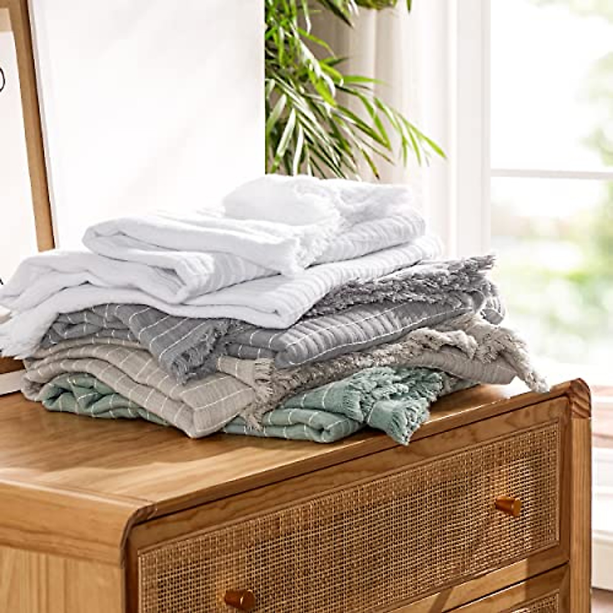 Bedsure 100% Cotton Muslin Blankets for Adults - Breathable and Lightweight Muslin Throw Blanket for All Seasons, White Soft Gauze Spring Blanket for Couch, Sofa, Bed (50x60 Inches)