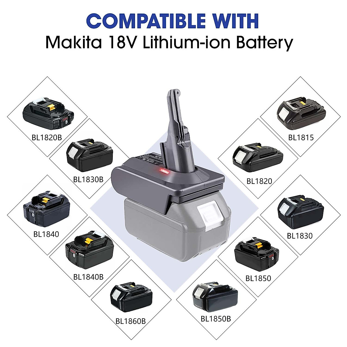 EID V8 Adapter for Dyson V8 Battery,for Makita 18V Battery Compatible for Dyson V8 Series Animal Absolute V8 Fluffy Cordless Stick and Handheld Vacuum Cleaner(Adapter ONLY)