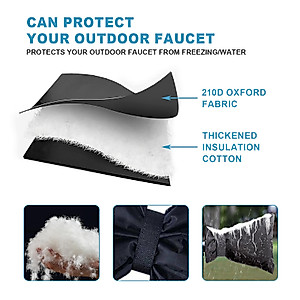 Vazioyar Outdoor Faucet Covers, Waterproof Pipe Insulation Hose Cover Socks, Winter Water Faucet Cover Socks Anti-Freezing Protection Insulated Hose Bib Cover，(2Pack black)