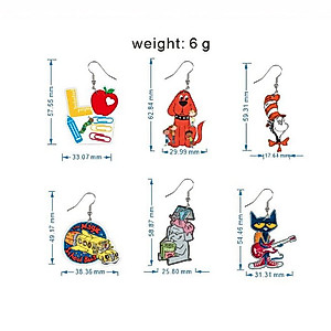 Cute Weird Animal Acrylic Drop Dangle Earrings，Funny Guitar Cat Dog Elephant School Bus Ruler Caterpillar Earring Lovely Pet Jewelry,Sweet Gift for Women Student Teacher Teen Girls