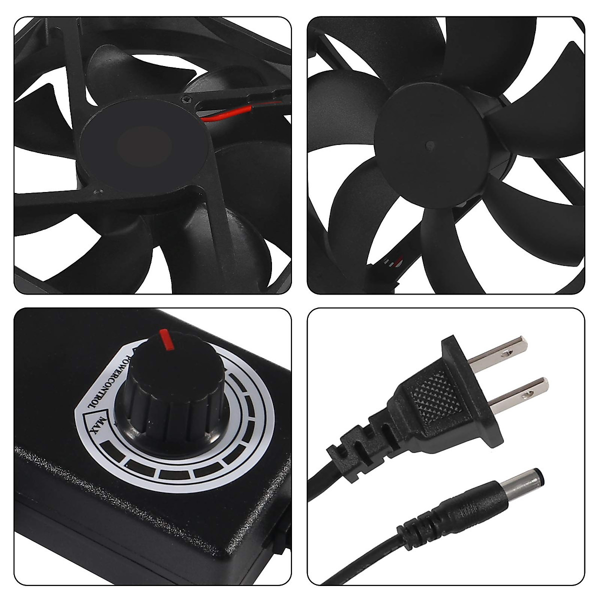 2PCS Blower Cooling Fan 120x25mm 110V 220V AC Powered Cooling Fan Dual-Ball Bearings 3 to 12V Speed Controller Fan for Receiver DVR Compatible with PlayStation Xbox Component