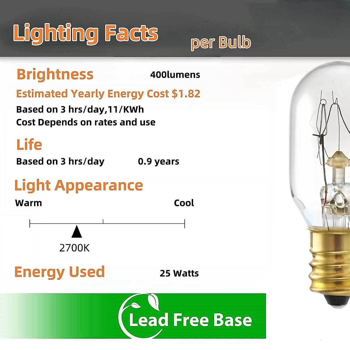 Vinkoe Kitchen 25 Watt Salt Lamp Bulbs Himalayan Original Replacement Light Bulbs Incandescent Candelabra Bulbs E12 Socket-12 Pack