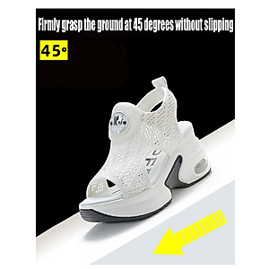 Women's Air Cushion Sneakers Hiking Outdoor Sandals Breathable Mesh Lightweight Comfortable Roman Fish Mouth Walking Shoes Anti-Slip Height Increasing Beach Sandals (Black,7.5,7.5)