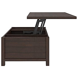 Signature Design by Ashley Camiburg Farmhouse Lift Top Coffee Table with Storage, Dark Brown