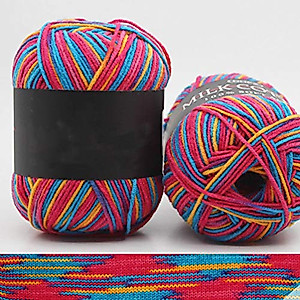 Healifty Multicolor Gradient Cotton Yarn Soft Knitting Wool 5 Rolls for Crochet Knitting