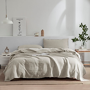 EVERLY Hemp Queen Size Sheets Set, Natural Premium Hemp Sheets, Deep Pocket 4 Piece Bed Sheet Set, Easy-Fit Breathable Cooling Sheets, Wrinkle Fade Resistant Sheet Sets-Beige